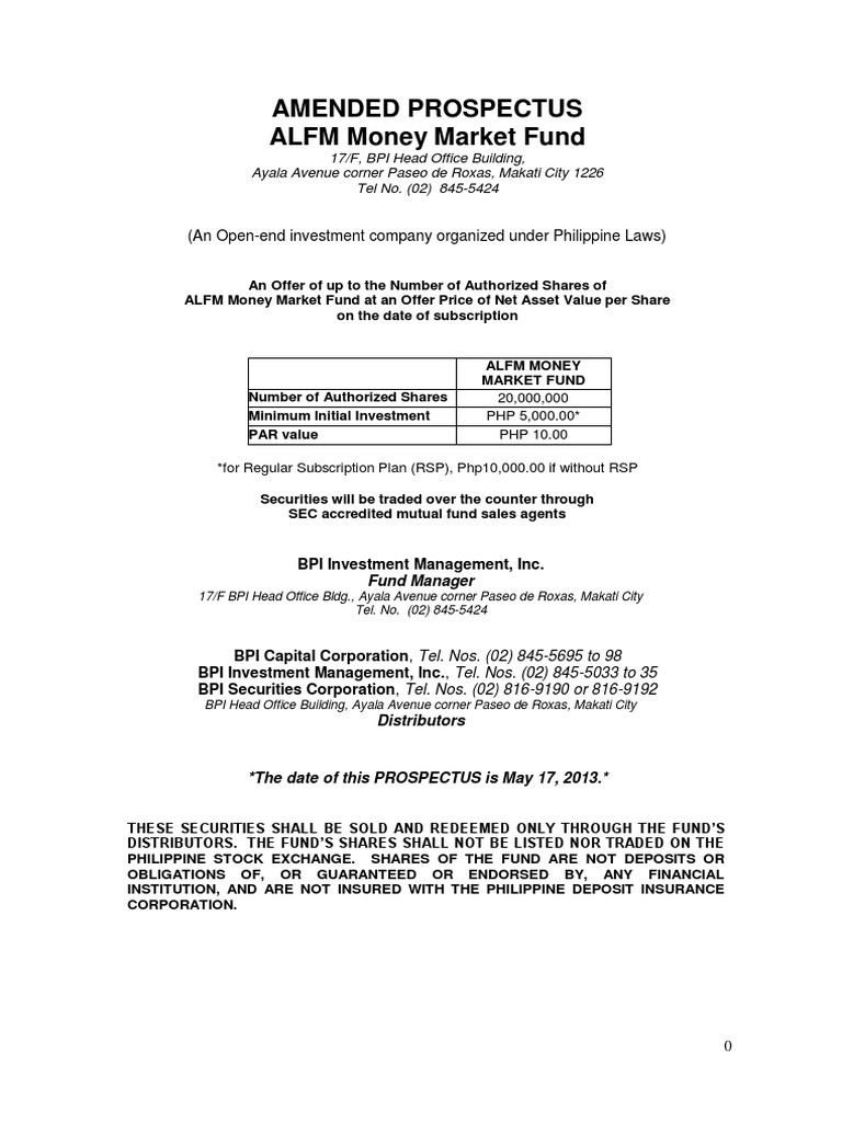 ALFM Money Market Fund | PDF | Mutual Funds | Dividend