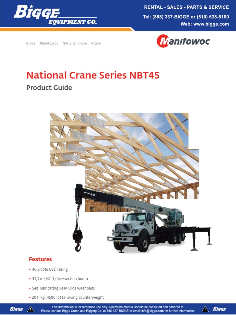 National NBT45 PDF | PDF | Crane (Machine) | Truck
