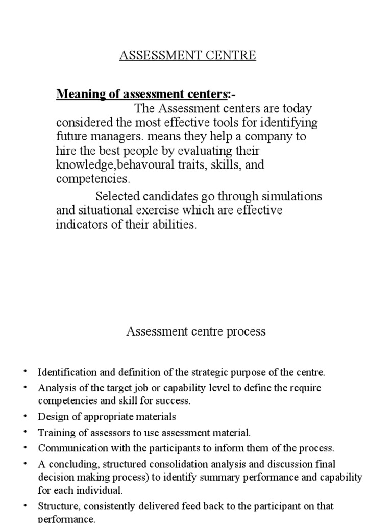 Assessment Centre | PDF | Competence (Human Resources) | Business