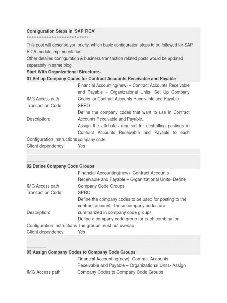 Configuration Steps in SAP FICA | PDF | Invoice | Clearing (Finance)