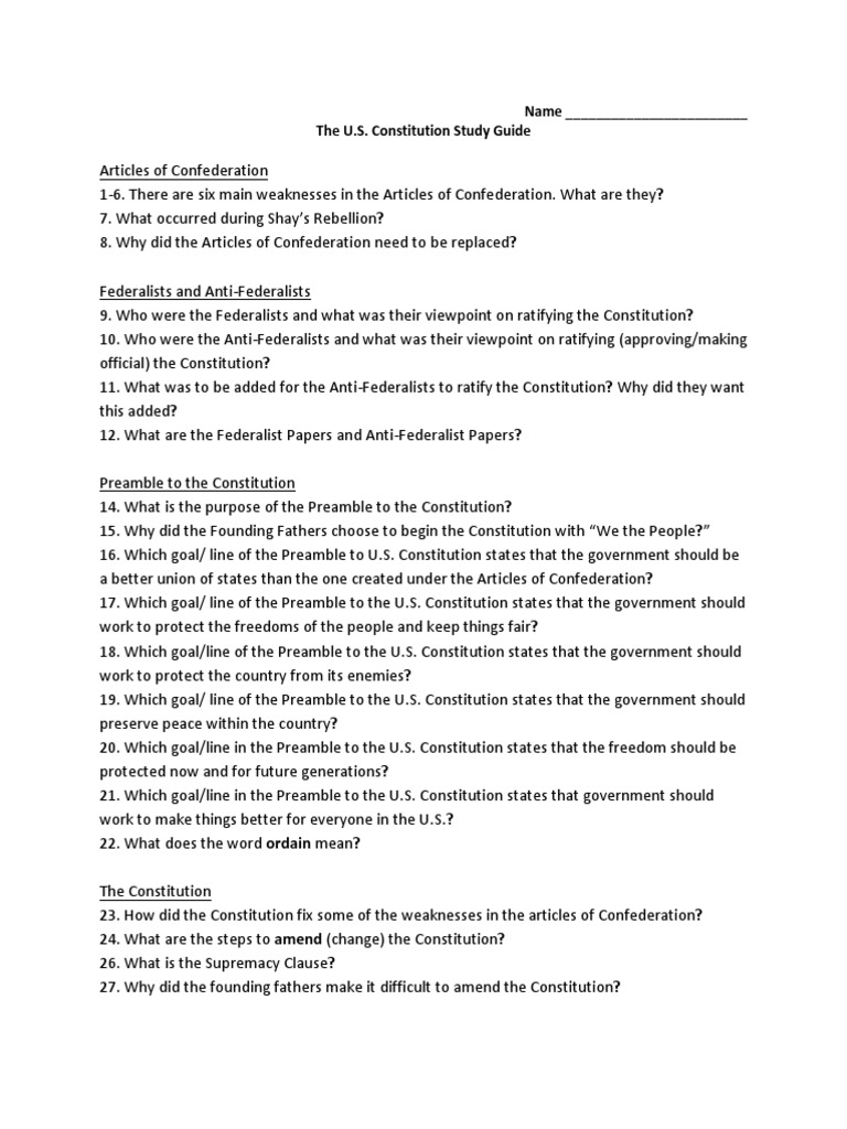 The United States Constitution Study Guide | PDF