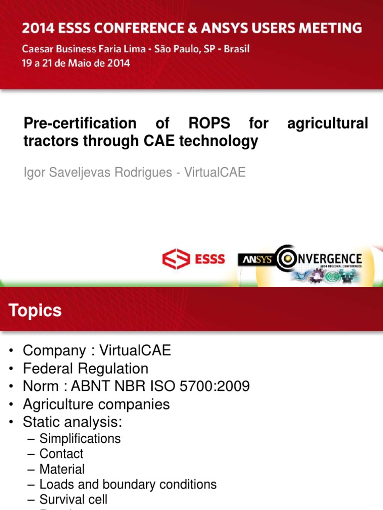 ROPS Certification via CAE for Tractors | PDF | Tractor | Structural Load