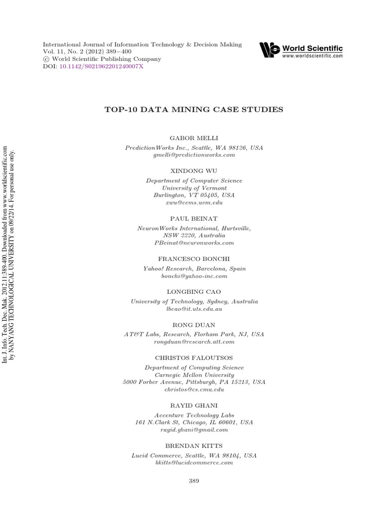 Top-10 Data Mining Case Studies | PDF | Data Mining | Cognition