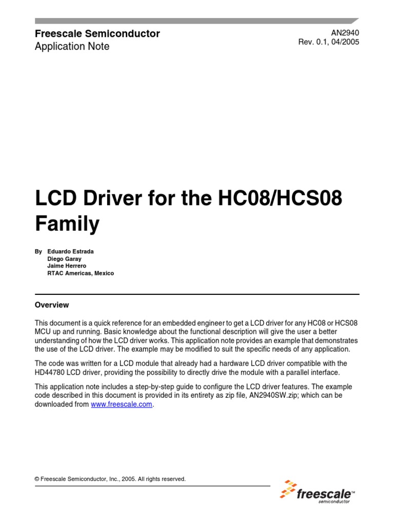 LCD Driver For The HC08/HCS08 Family: Application Note | PDF | Device Driver | Microcontroller