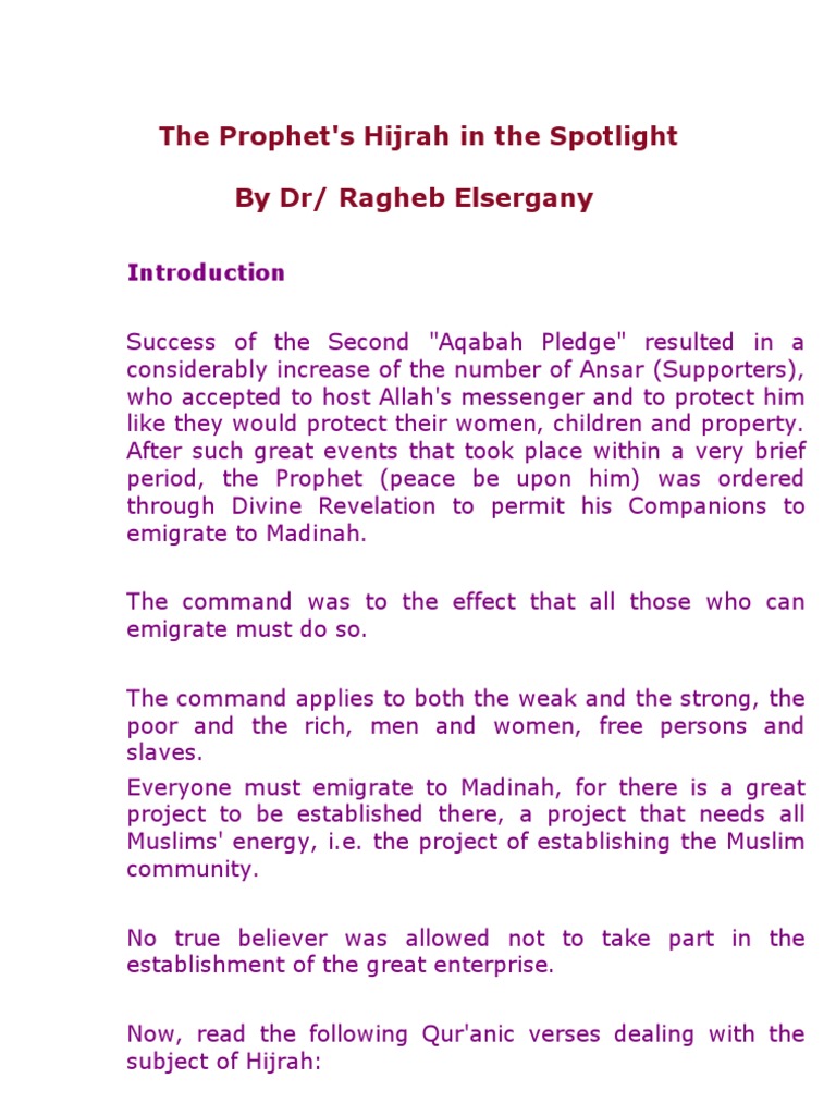 Understanding the Prophet's Hijrah | PDF | Muhammad | Medina