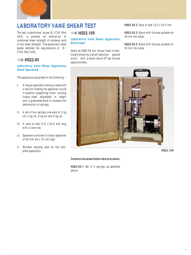 Laboratory Vane Shear Test | PDF