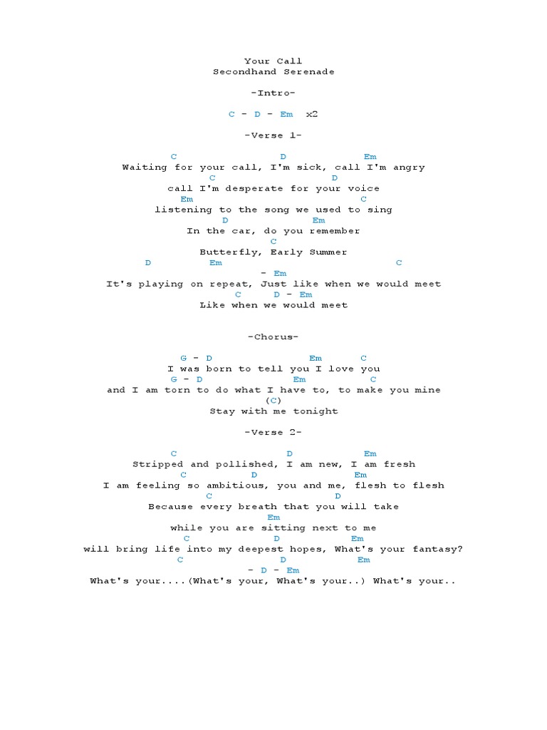 Your Call | PDF | Recorded Music | Musical Compositions