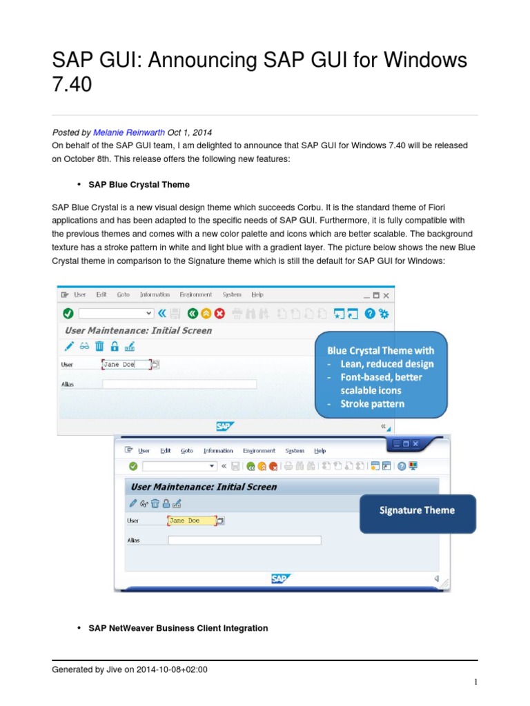 SCN - Announcing SAP GUI For Windows 7.40 | PDF | Graphical User Interfaces | Microsoft Windows