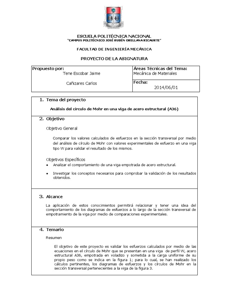 Proyecto - Viga Voladizo | PDF | Ingeniería mecánica | Física Aplicada ...