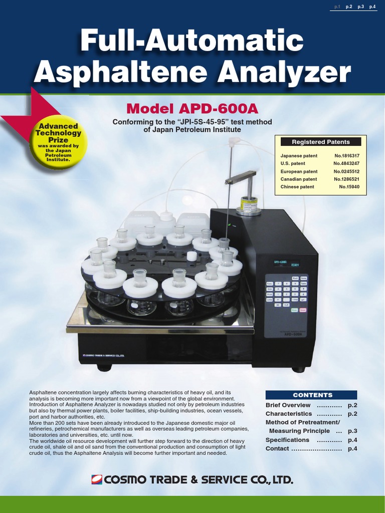 Full-Automatic Asphaltene Analyzer | PDF | Petroleum | Chemistry