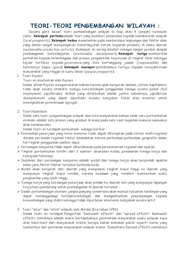 TEORI Pengembangan Wilayah | PDF