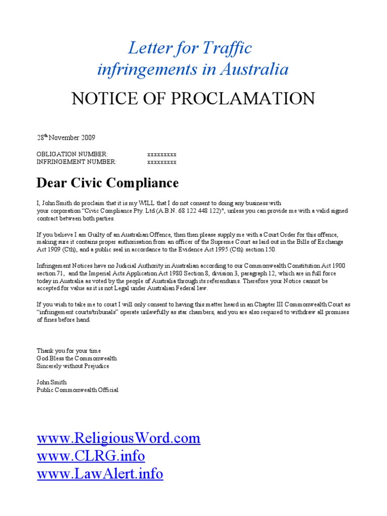 Traffic Infrigements Letter | PDF