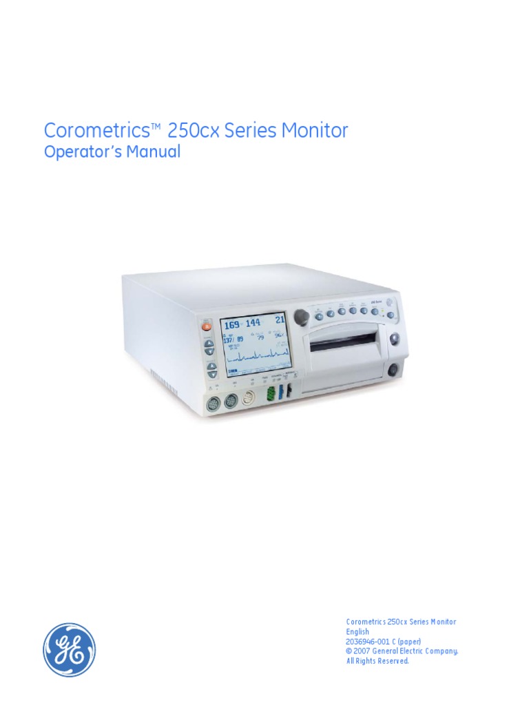 GE Corometrix 250cx Monitor - User Manual | PDF | Monitoring (Medicine ...