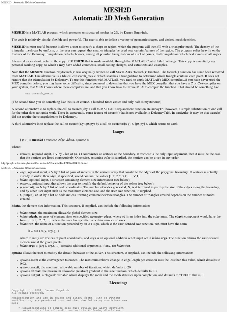 MESH2D - Automatic 2D Mesh Generation | PDF | Euclidean Plane Geometry | Triangle