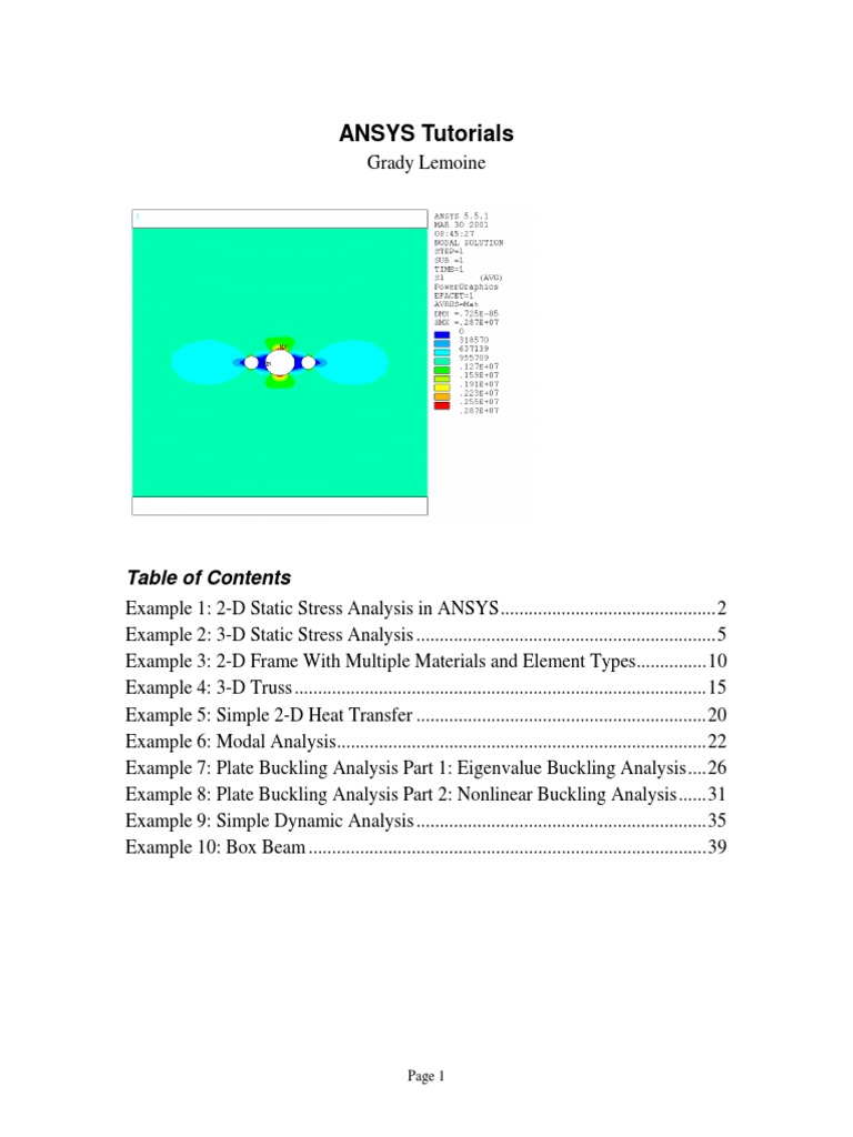 ANSYS Tutorial1 PDF | PDF