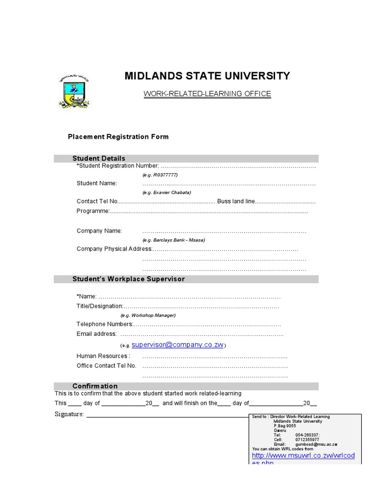 Placement Registration Form PDF | PDF