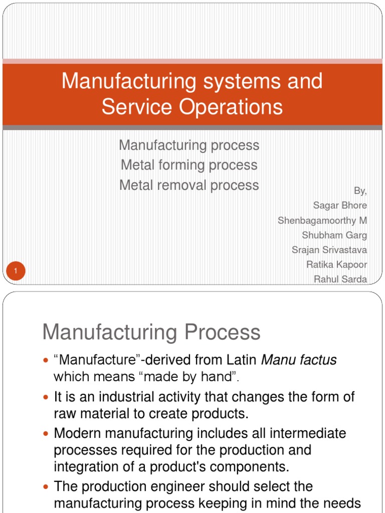 Manufacturing Systems and Service Operations: Manufacturing Process ...
