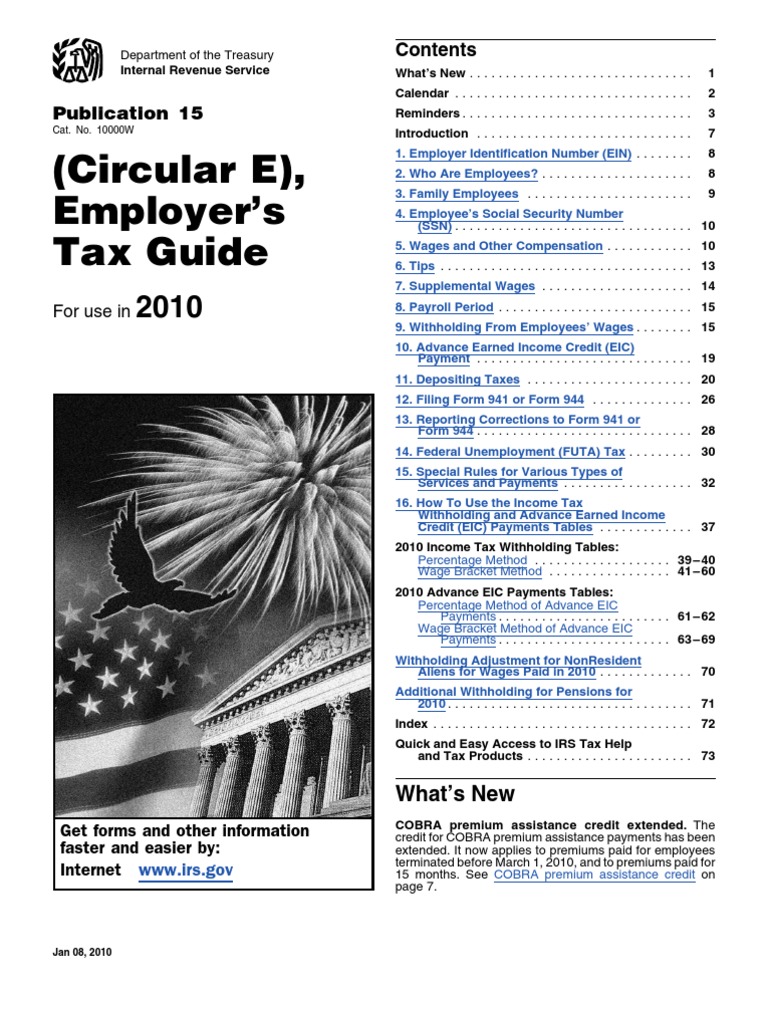 IRS Publication 15 Withholding Tax Tables 2010 | PDF | Withholding Tax ...