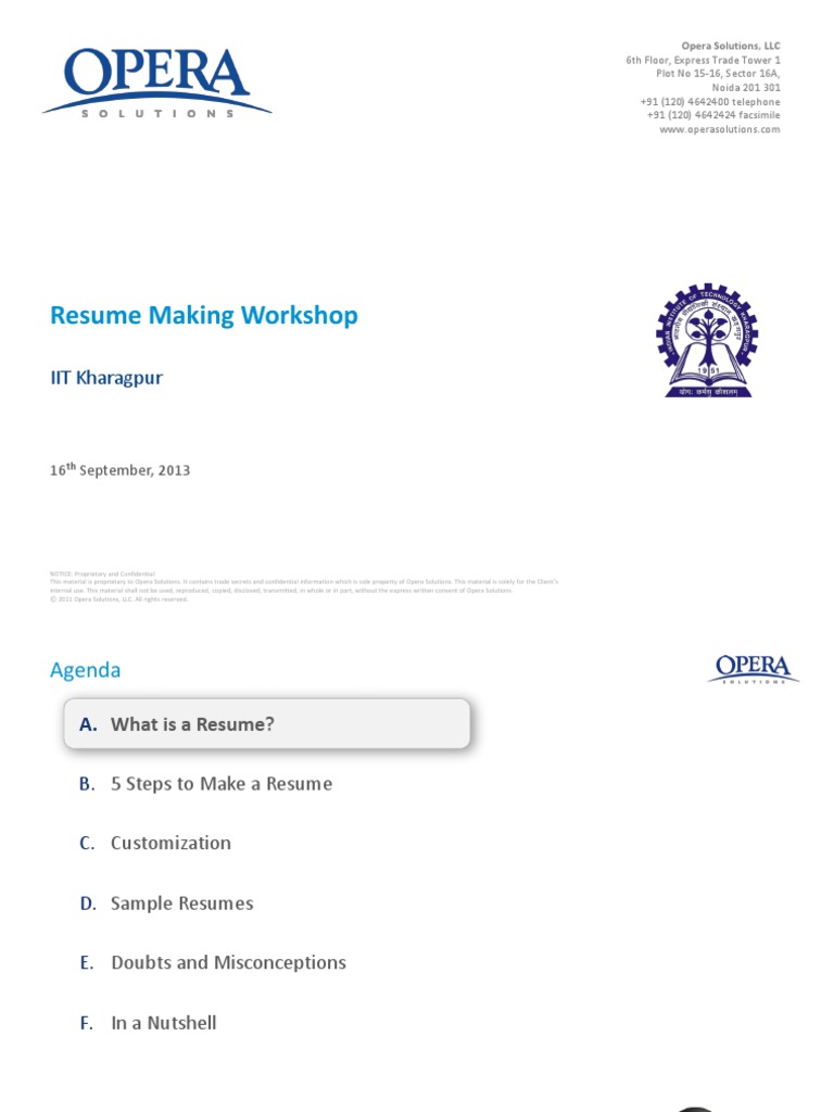 Resume Making Workshop: IIT Kharagpur | PDF | Business