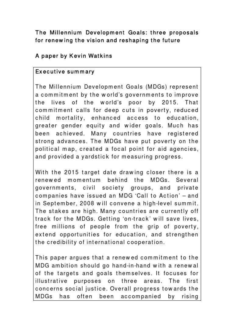 Millennium Development Goals | PDF | Millennium Development Goals ...