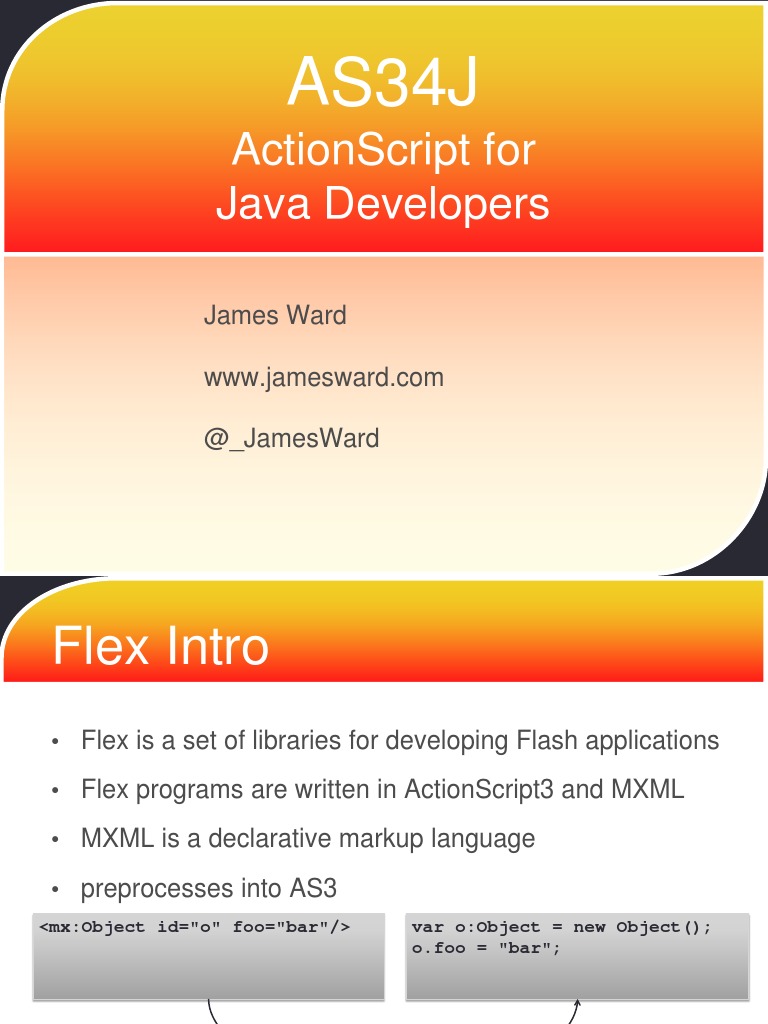 Actionscript For Java Developers James Ward At Jamesward Pdf Apache Flex C Programming