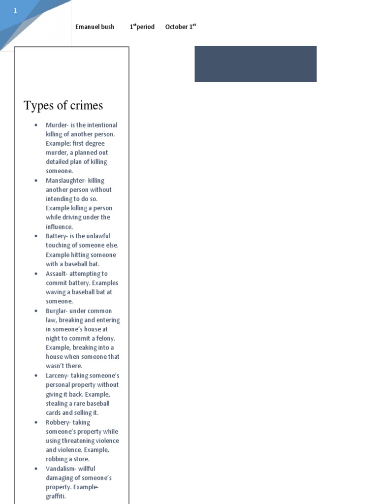 Types of Crimes | PDF