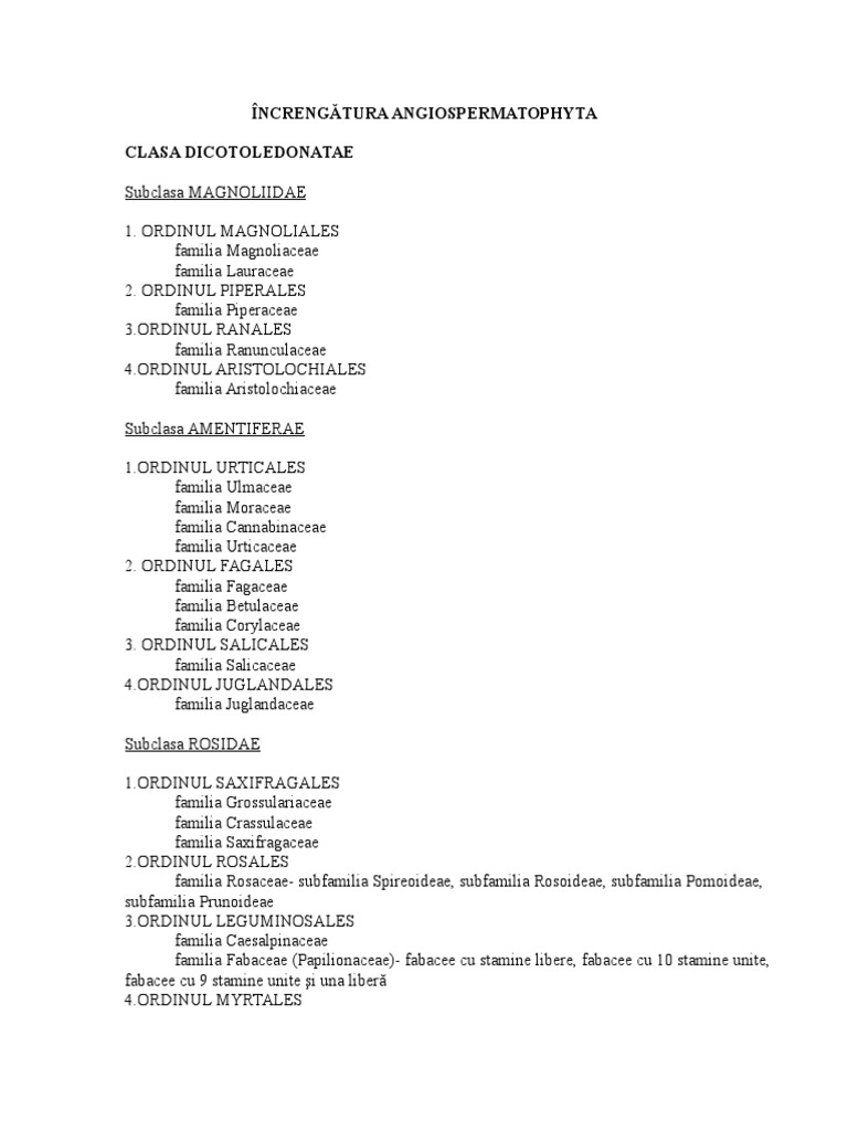+ÄNCRENG-éTURA ANGIOSPERMATOPHYTA - Clasificare | PDF | Plantas