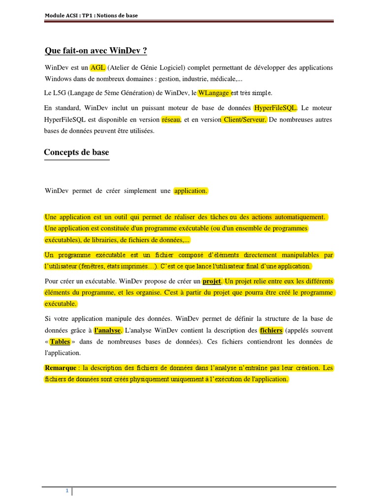 Introduction à WinDev pour Débutants | PDF