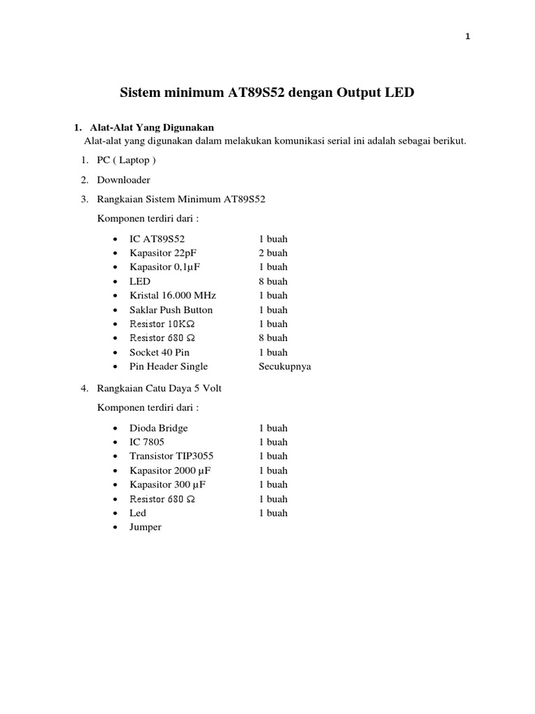 Sistem Minimum AT89S52 untuk LED | PDF | Komputer