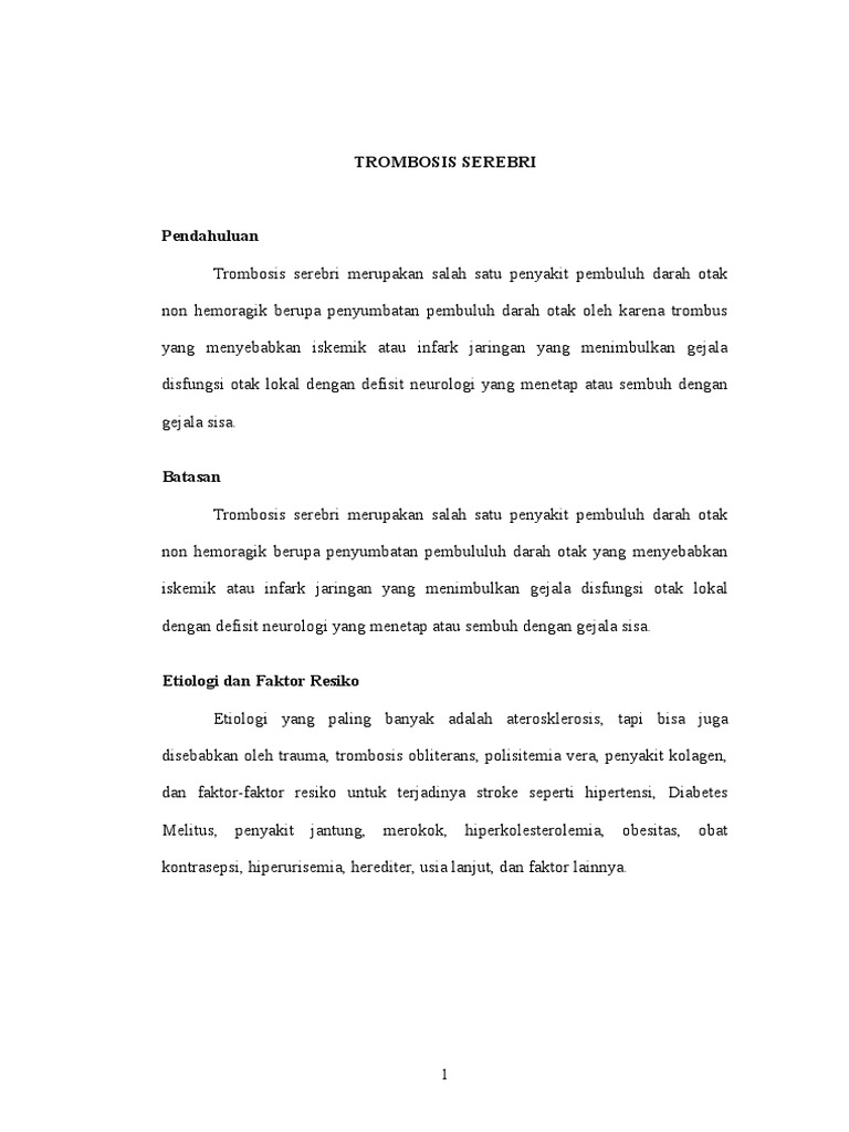 Trombosis Serebri: Gejala dan Penanganan | PDF