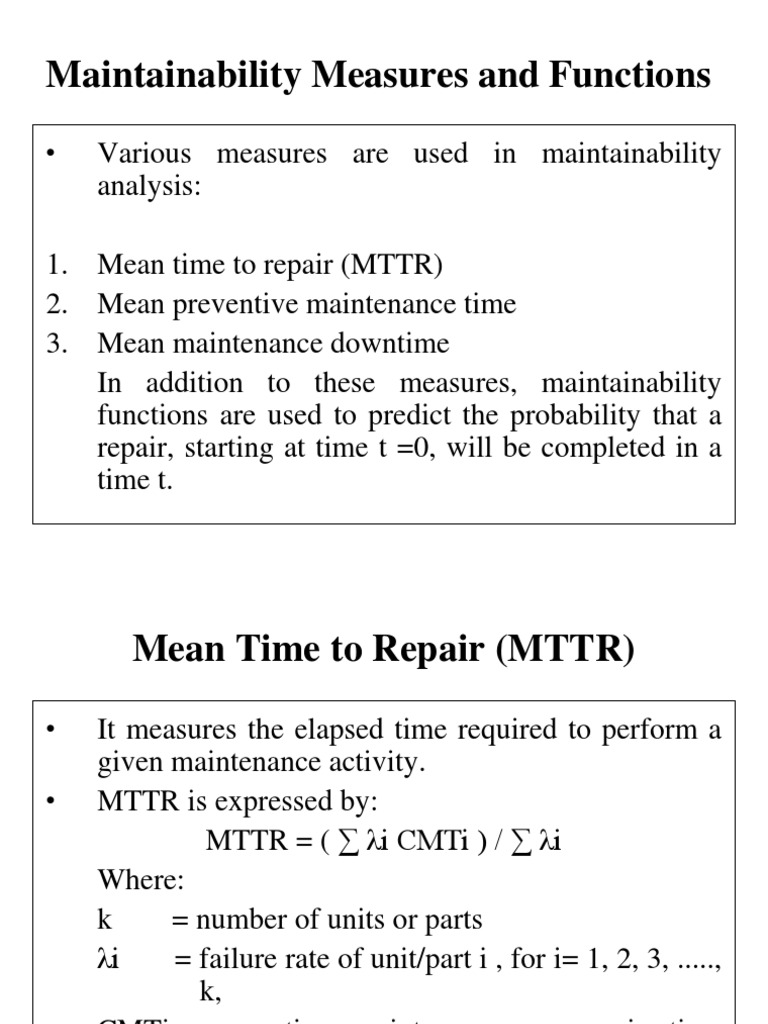 Maintainability Measures and Functions | PDF | Exponential Function ...