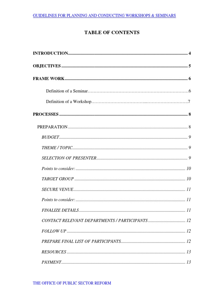 Guidelines For Planning and Conducting Workshops and Seminars - 2 | PDF ...