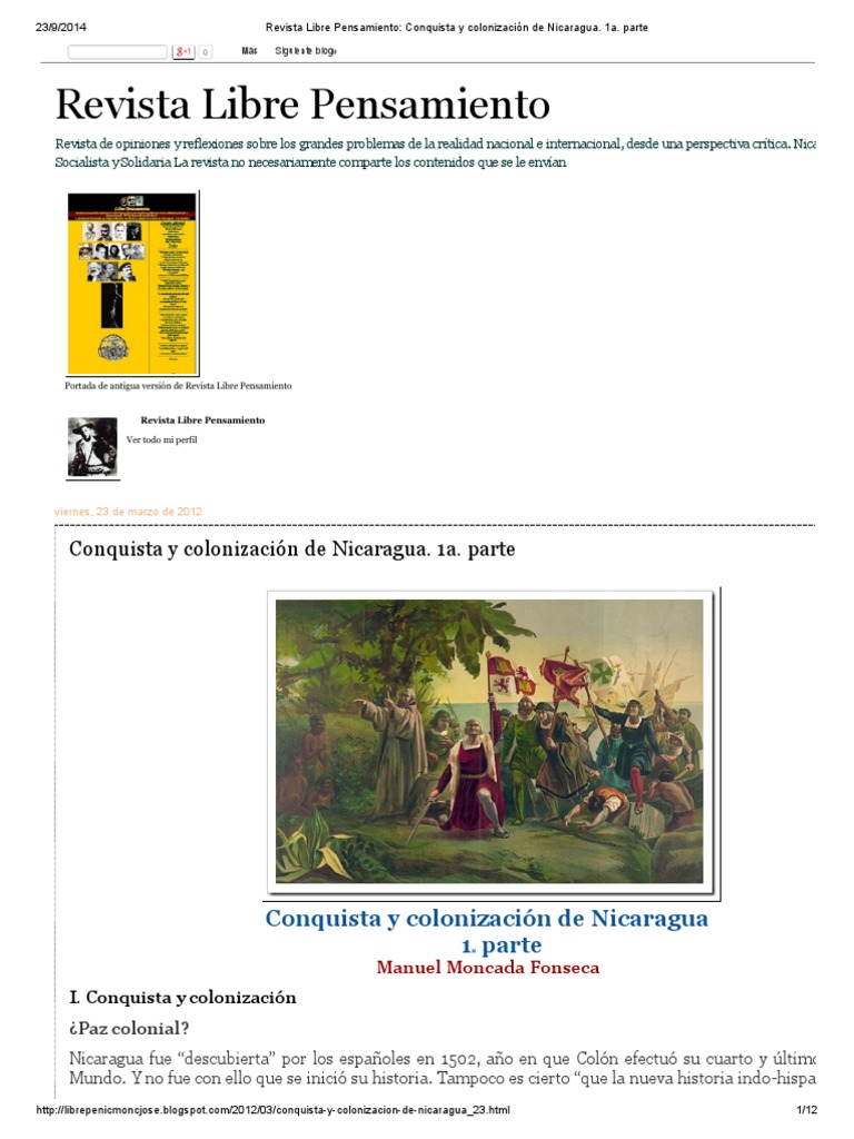 Conquista y Colonización de Nicaragua. 1a PDF | PDF | Colonización ...