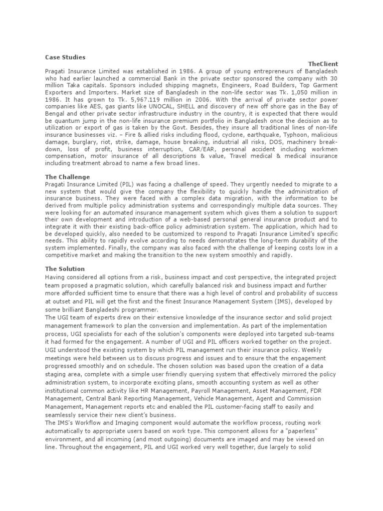 Case Studies | PDF | Insurance | Business