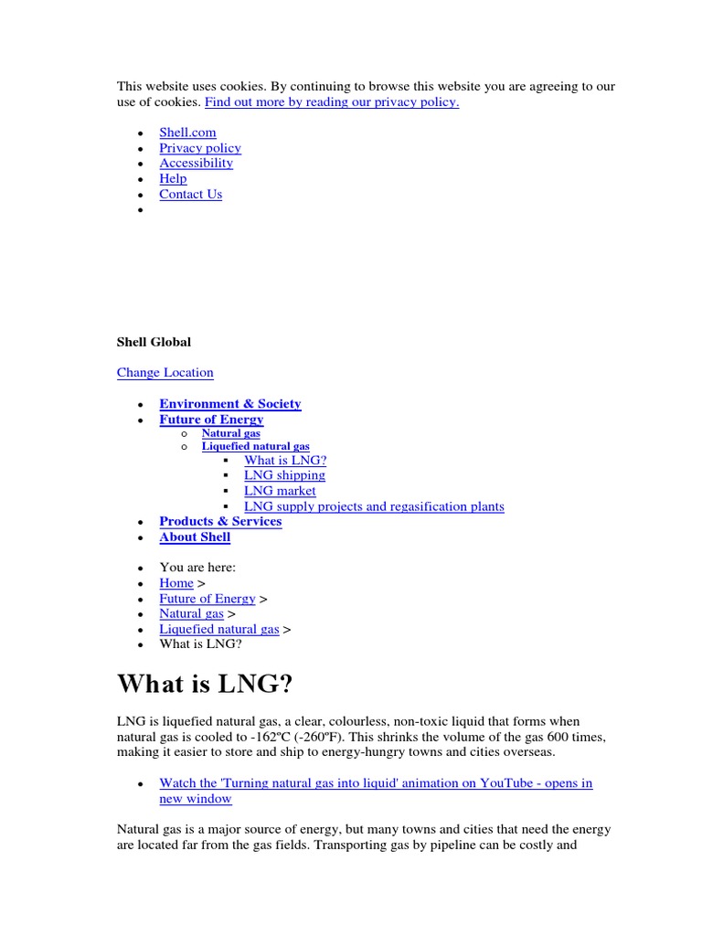 What Is LNG?: Shell Global | PDF | Liquefied Natural Gas | Royal Dutch ...