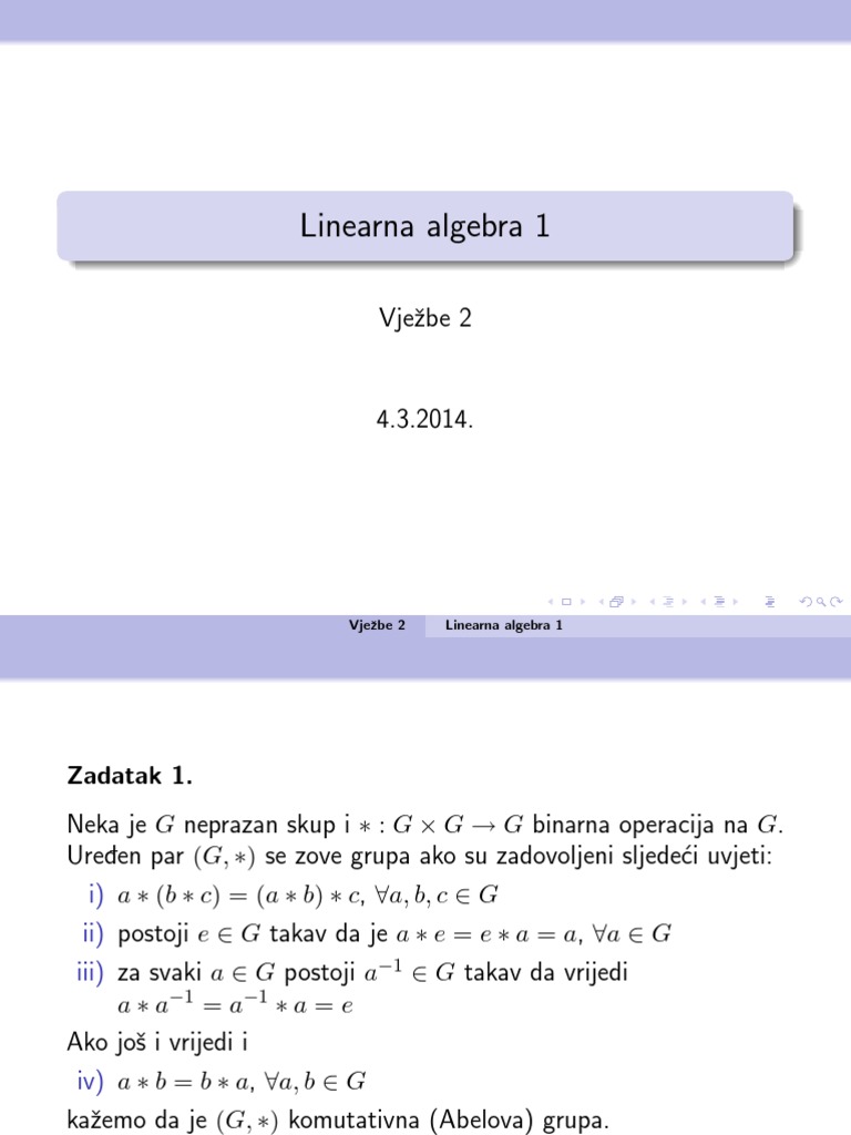 Linearna Algebra 1 Vezbe 2 PDF | PDF