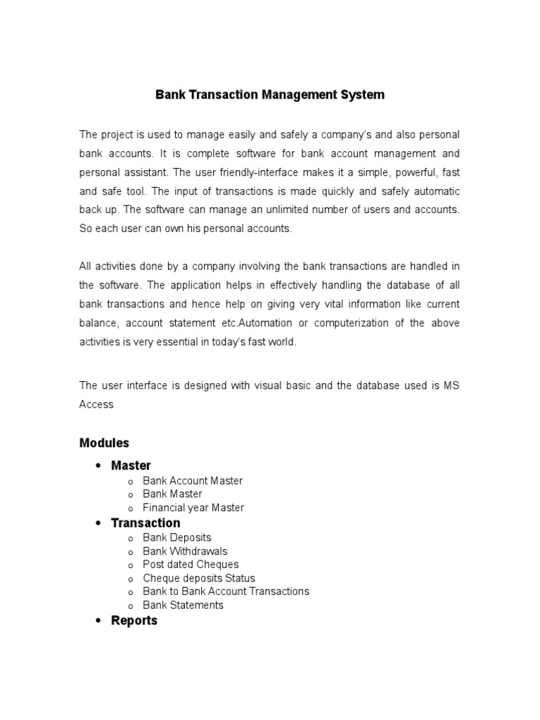 Bank Account Management System | PDF | Deposit Account | Banks