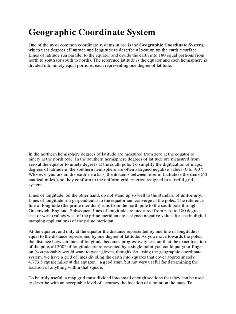 Geographic Coordinate System | Latitude | Longitude