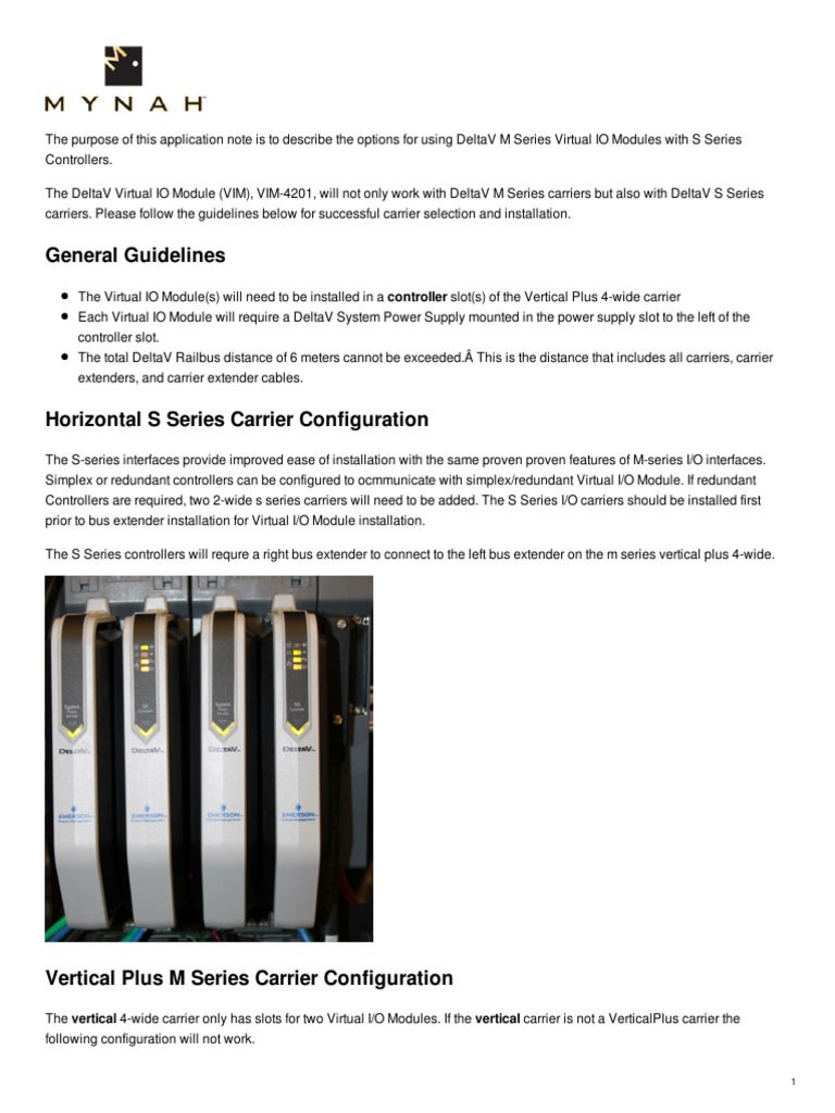 Using DeltaV M Series Virtual IO Modules With S Series Controllers ...