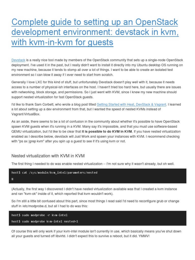 Complete Guide To Setting Up An OpenStack Development Environment | PDF ...