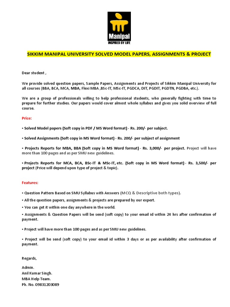 Sikkim Manipal University Solved Model Papers, Assignments & Project | PDF