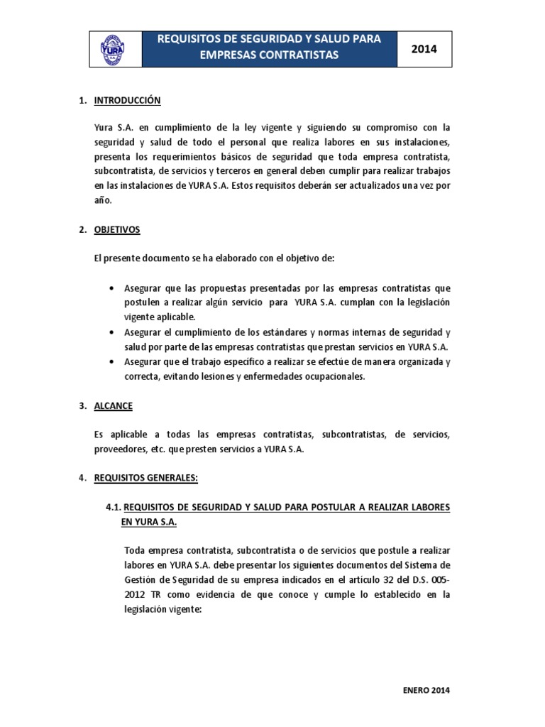 Requisitos de Seguridad para Contratistas 2014 PDF | PDF | La seguridad | Business