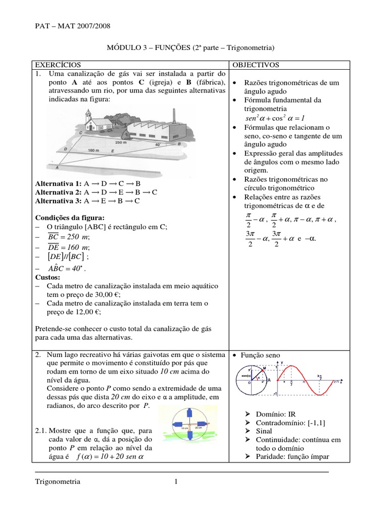 Resolução De Exercícios De Trigonometria Envolvendo Funções