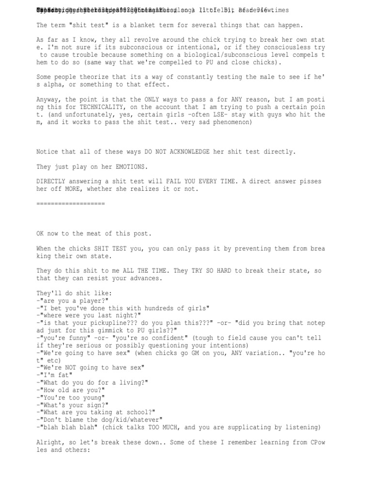 Shit Test Responses Guide | PDF | Language Arts & Discipline