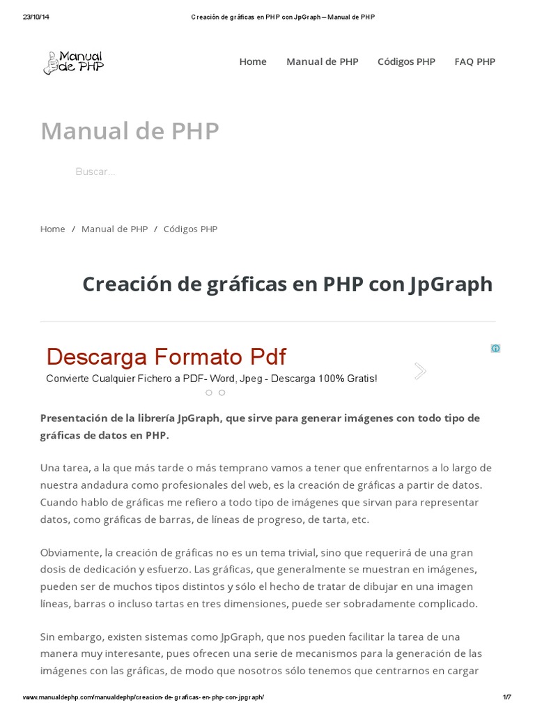 Creación de Gráficas en PHP Con JpGraph - Manual de PHP PDF | Descargar gratis PDF | Php | Imagen