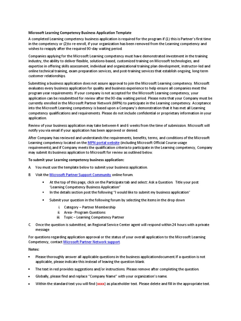 2014 Learning Competency Business Application Template | PDF ...