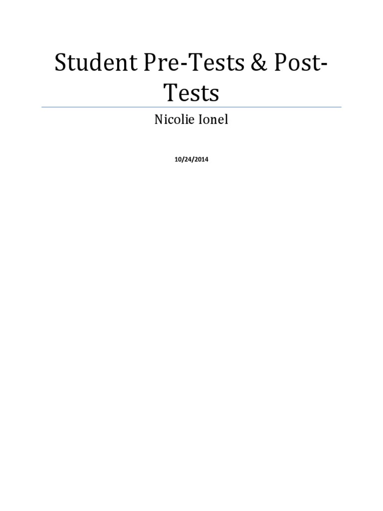Student Pre-Tests and Post-Tests Guide | PDF