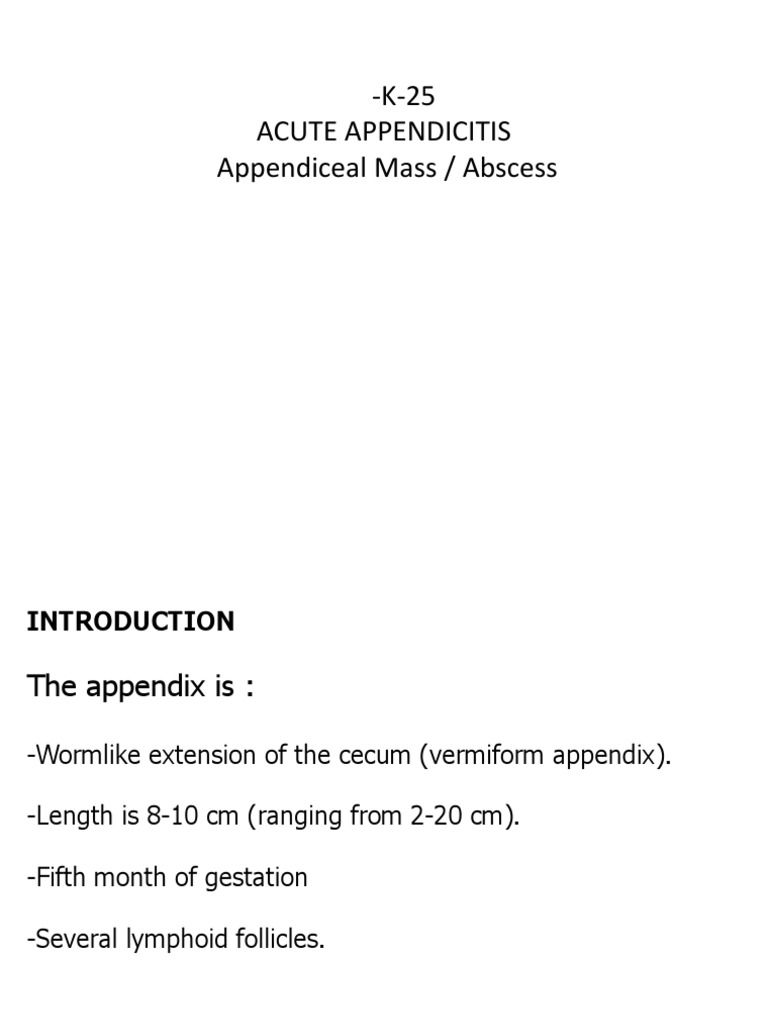 GIS-K-25 Acute Appendicitis Appendiceal Mass / Abscess | PDF