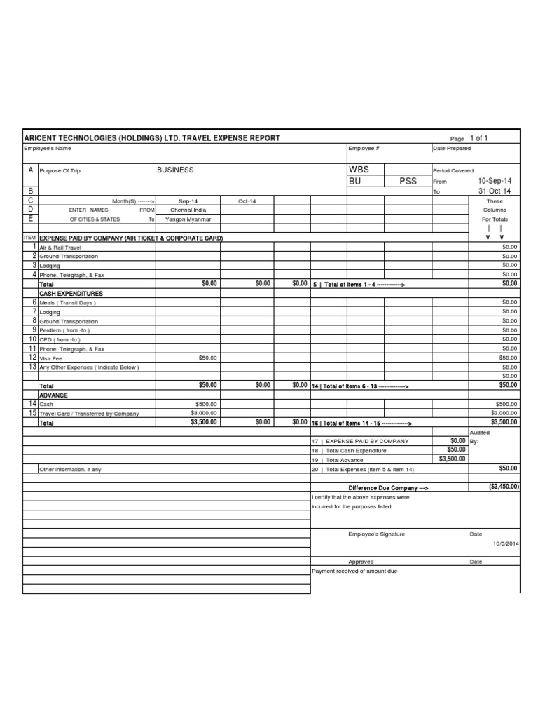 Monthly Travel Report - Format | PDF