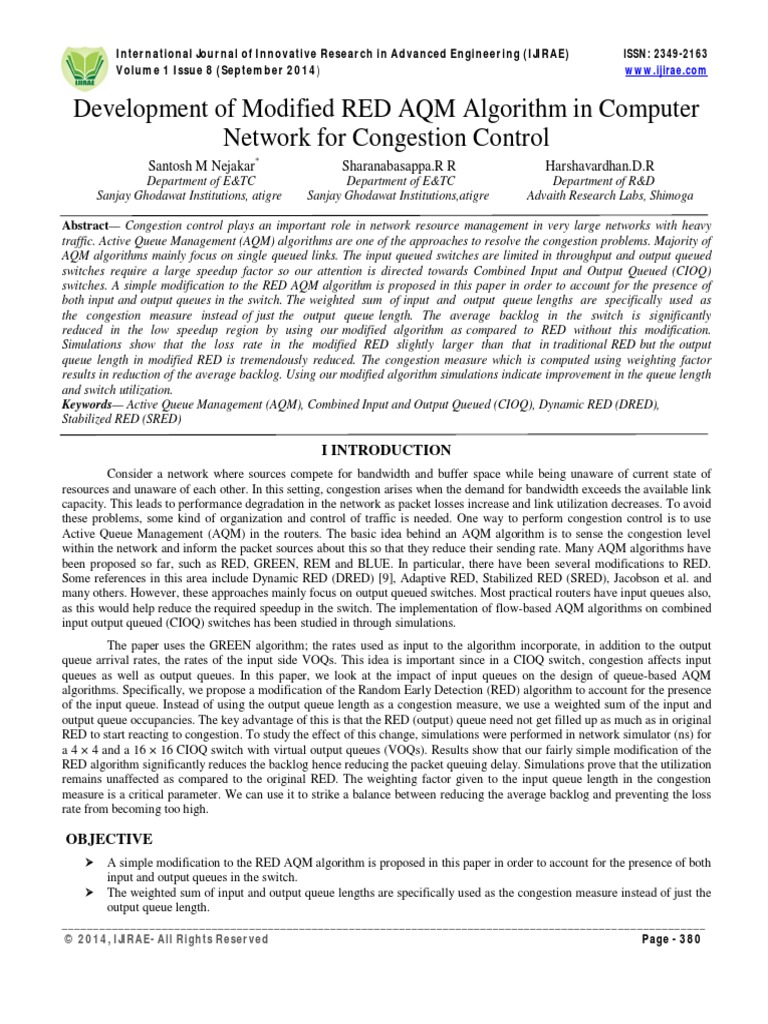 IJIRAE::Development of Modified RED AQM Algorithm in Computer Network For Congestion Control ...